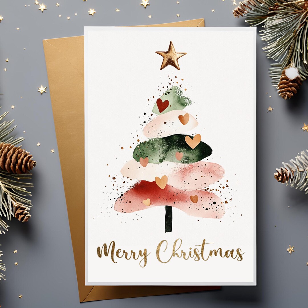Watercolor Christmas Tree Card: Festive Ecard (digital Download) - Etsy