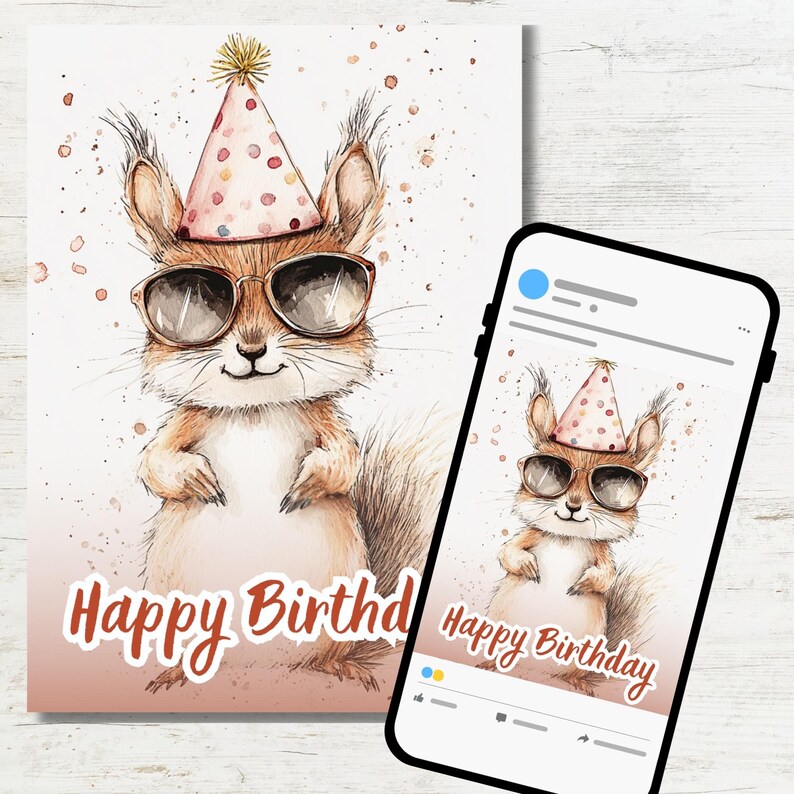 Watercolor Animal Birthday Card Set | Printable Ecards (digital ...
