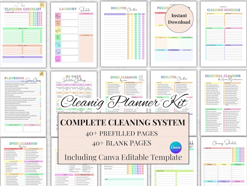 Cleaning Schedule Printable – Daily/weekly/bi-weekly/monthly Checklists ...