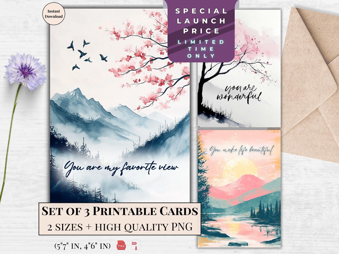 Birthday Card With Quotes Printable Greeting Card Set of 3 | My ...
