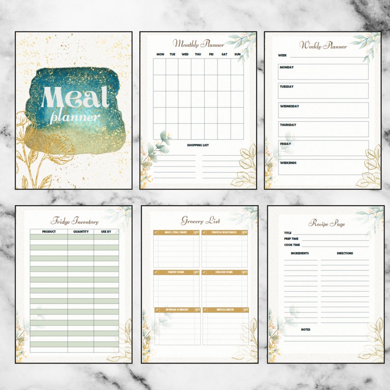 Printable Meal Plan | Weekly Monthly Plan | Dish Planner | Shopping ...
