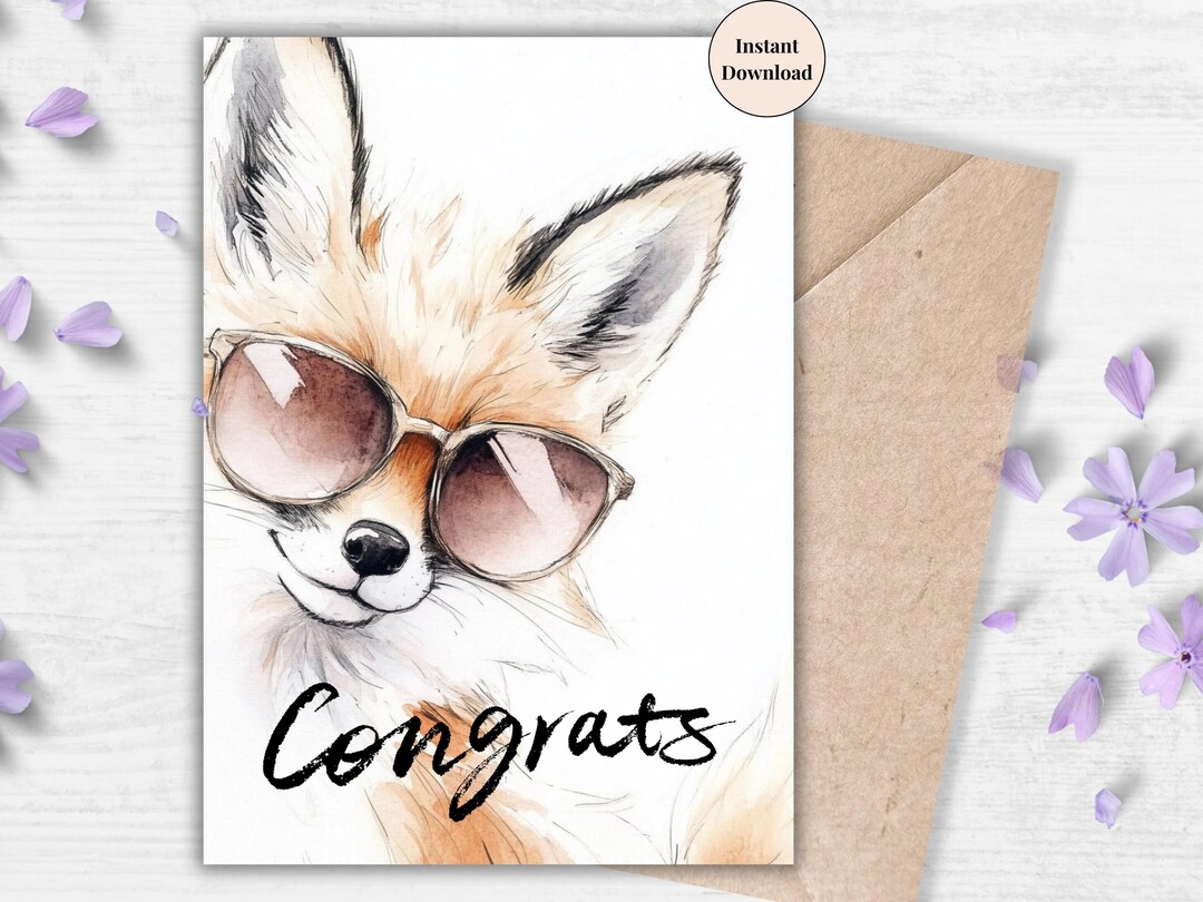 Fox Congrats Card - Printable E-card (digital Download) - Etsy