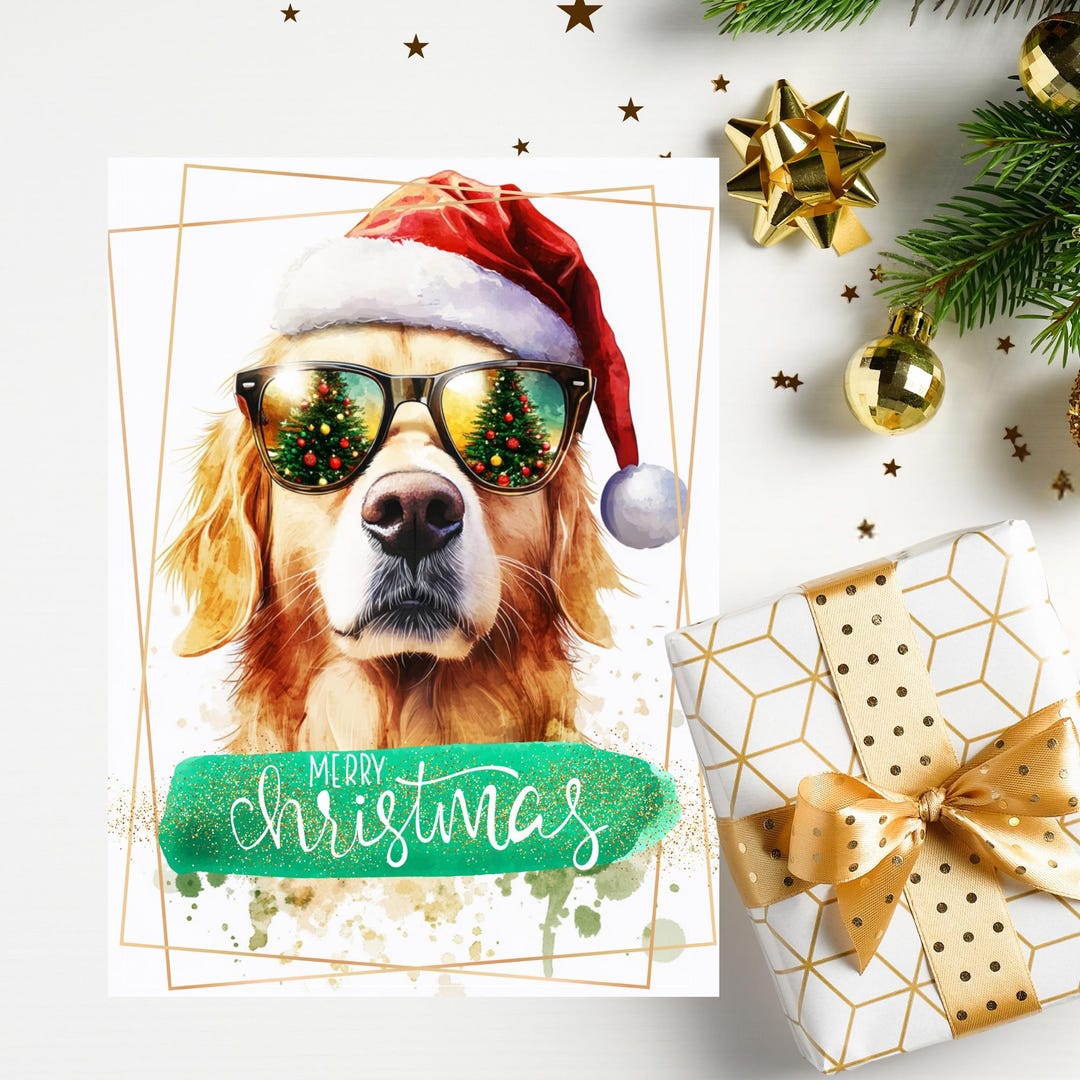Printable Dog Christmas Card Digital Download Bonus PNG for Sharing ...