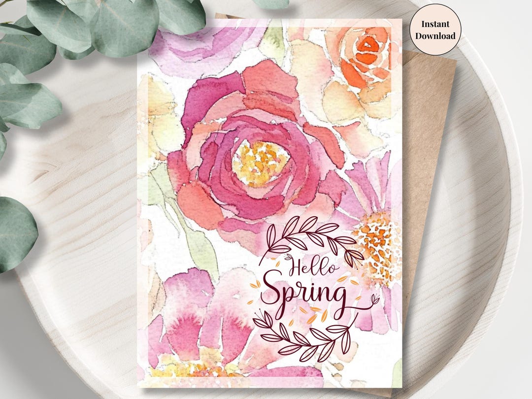 Elegant Peony Spring Card - Printable Floral Greeting, Easter Gift for ...