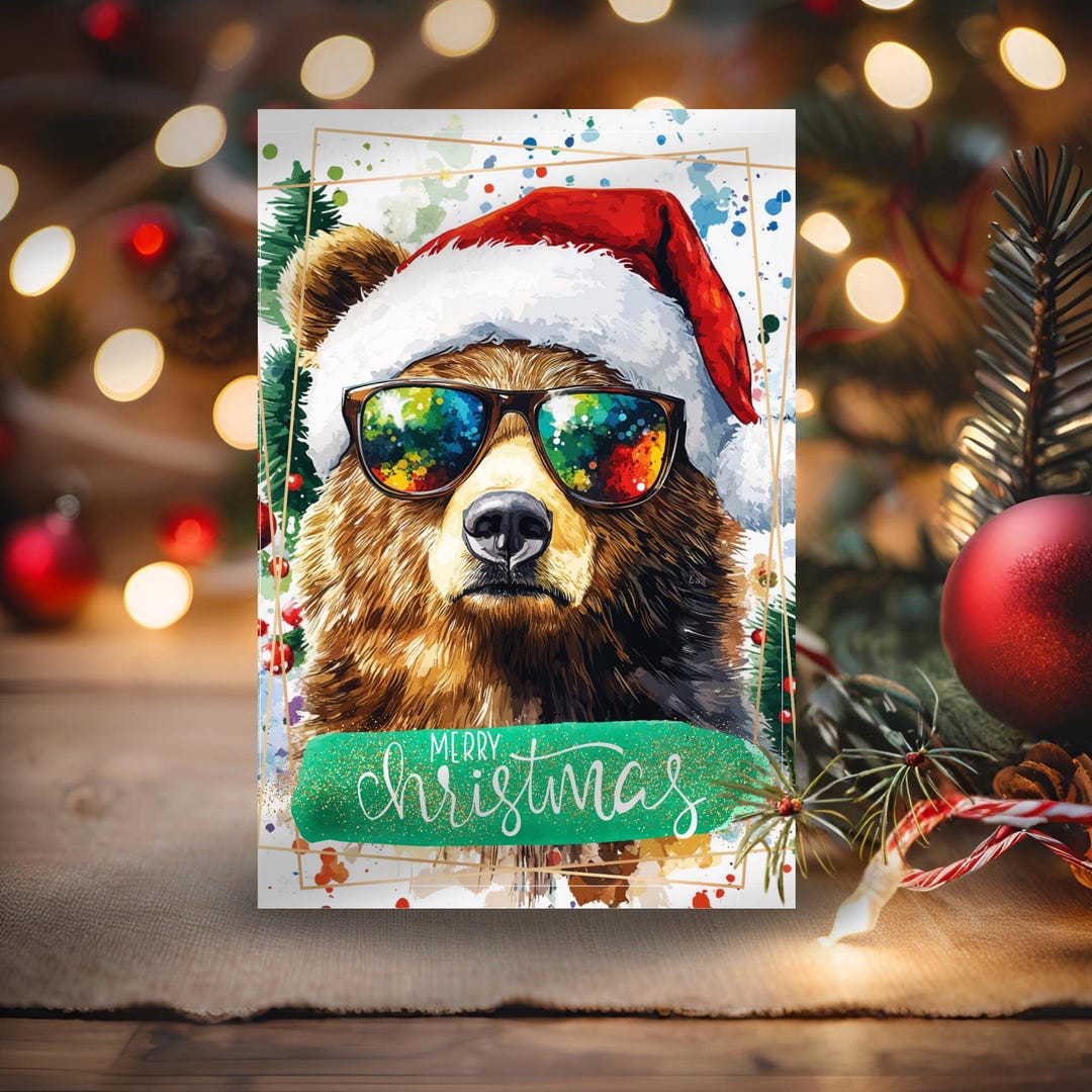 Printable Christmas Card | Cute Animals | Xmas Cards | Christmas PNG ...