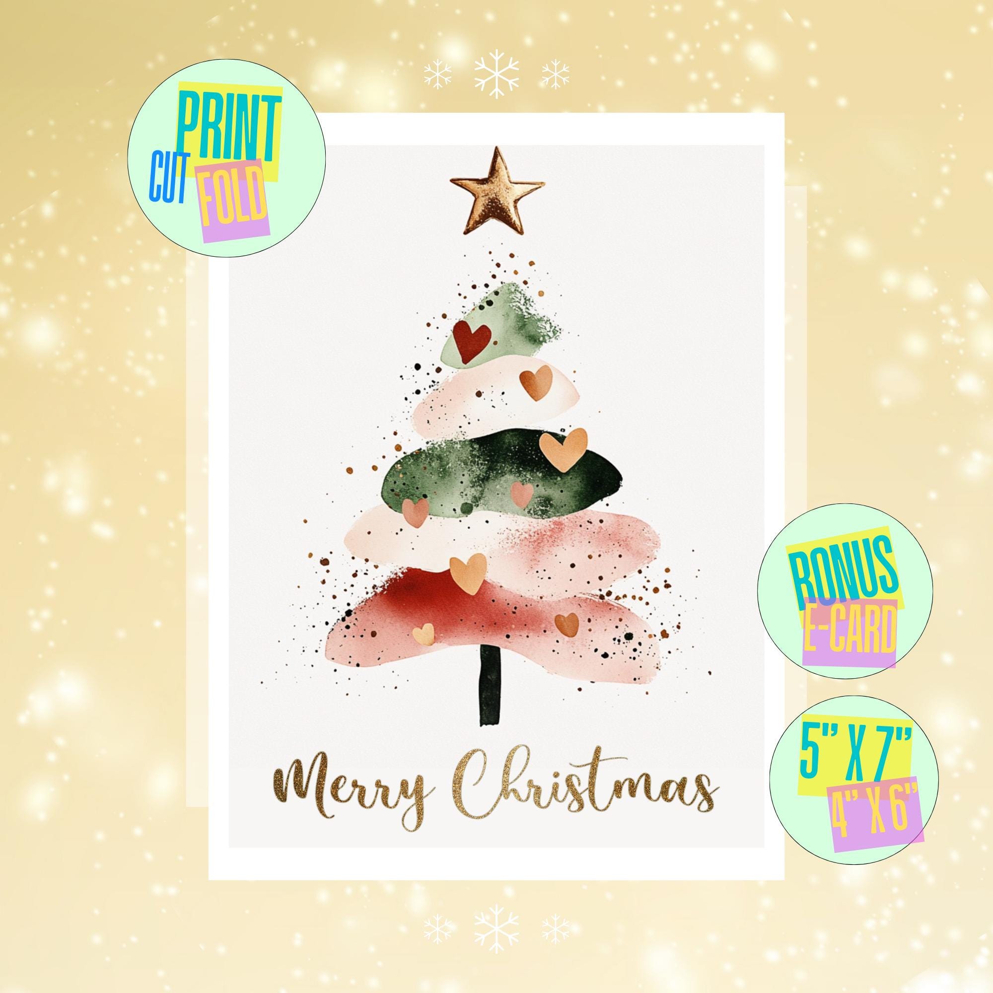 Watercolor Christmas Tree Card: Festive Ecard (digital Download) - Etsy