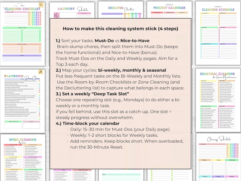 Weekly Cleaning Schedule – Room-by-room Checklist, Editable in Canva ...