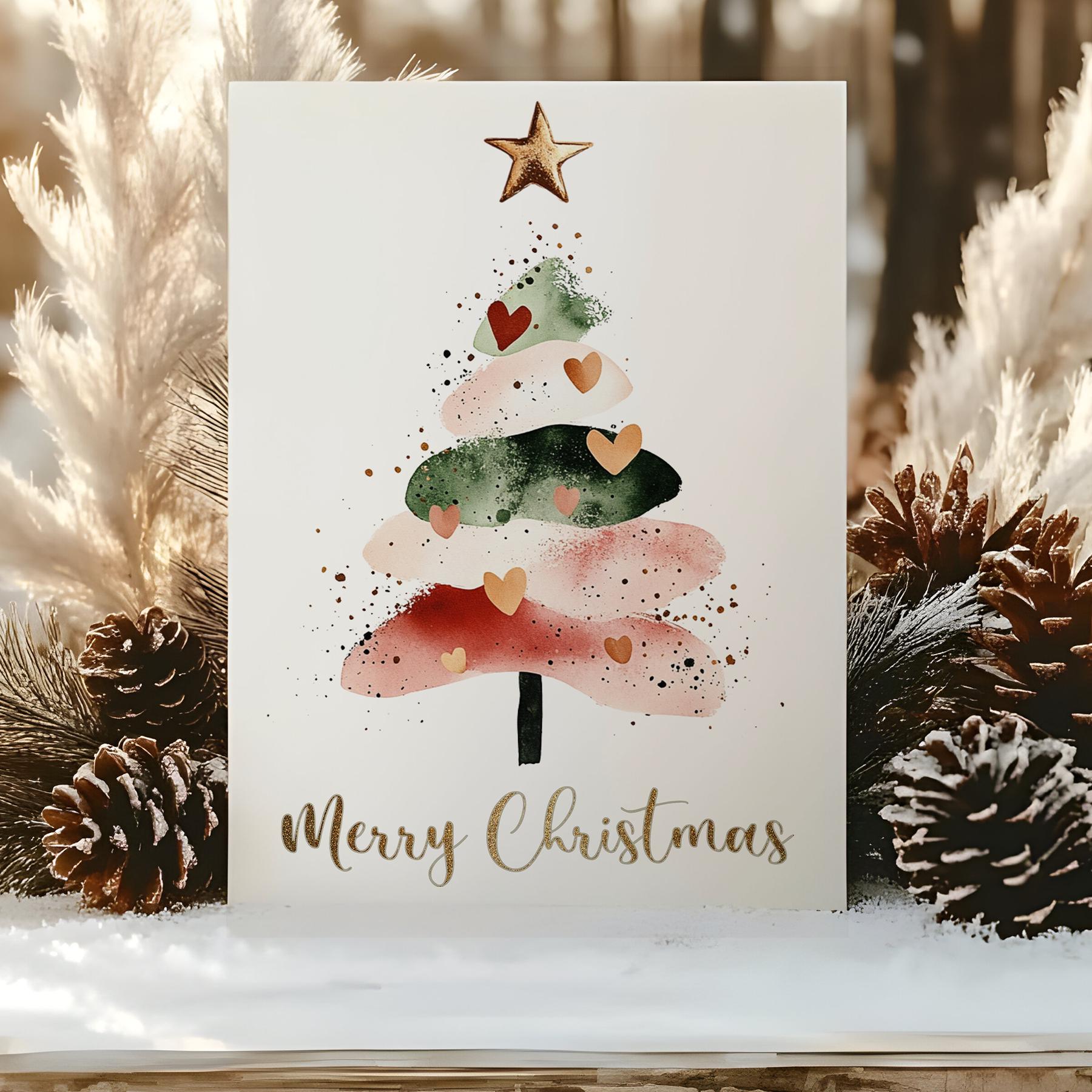 Rustic Christmas Tree Card: Watercolor Holiday Greeting (digital ...