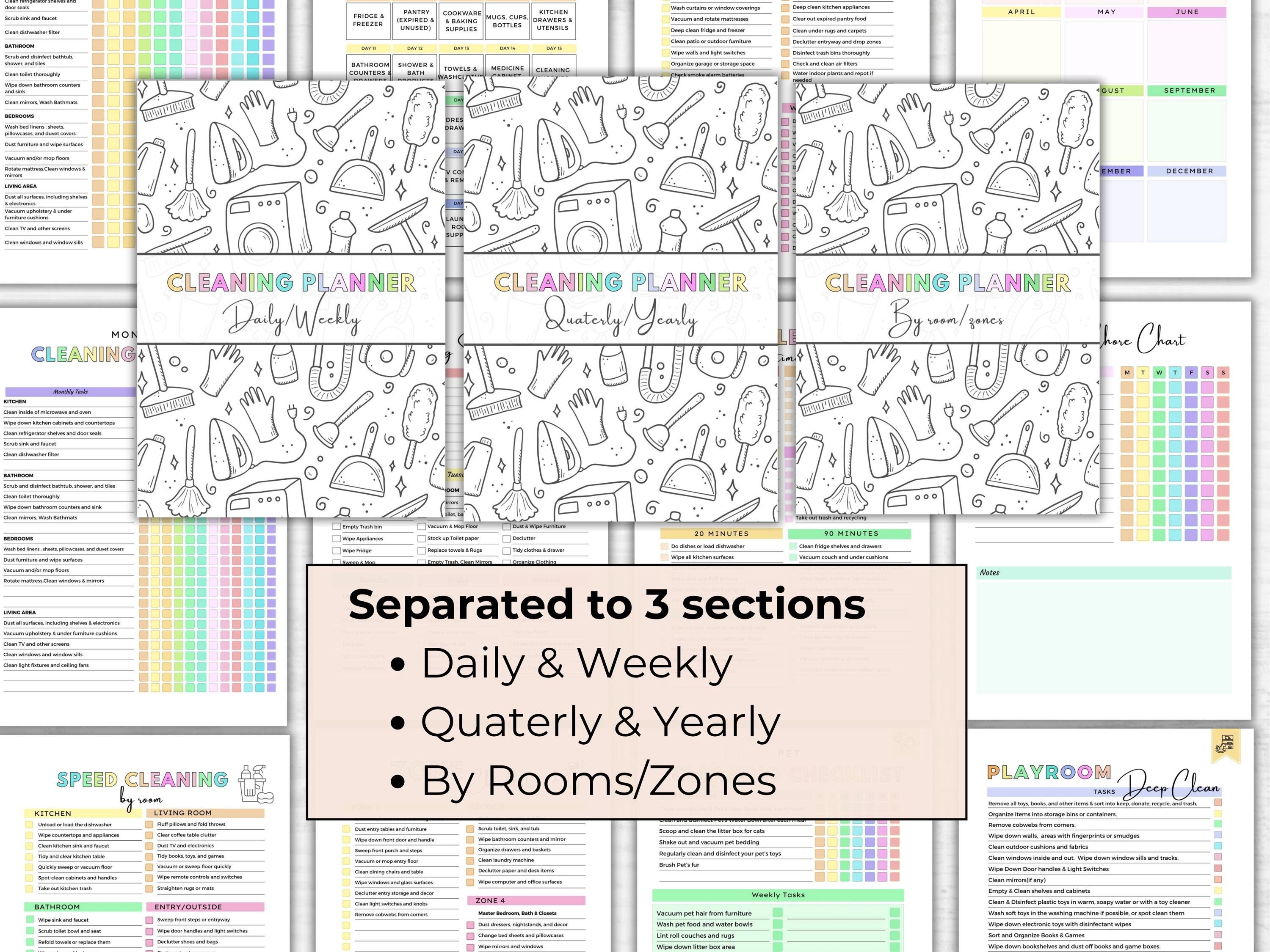 ADHD Cleaning Planner Bundle: Home Chore Charts, Weekly Schedules (A4 ...