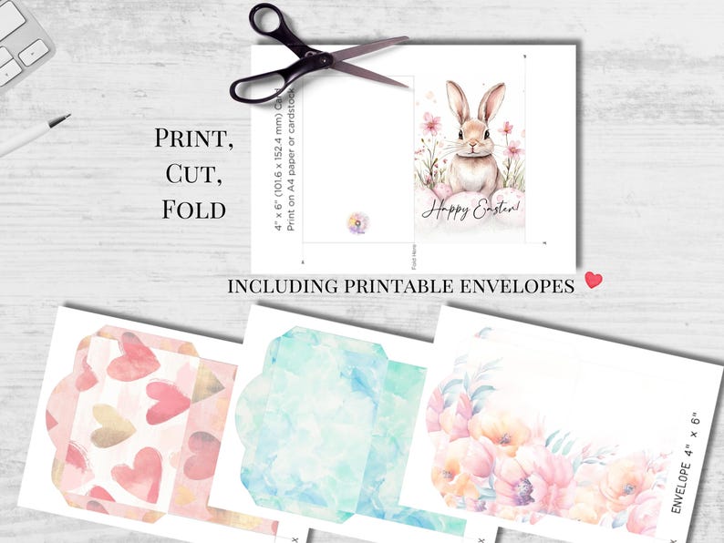 Cute Easter Bunny Printable Card - Watercolor Rabbit, Floral Spring ...