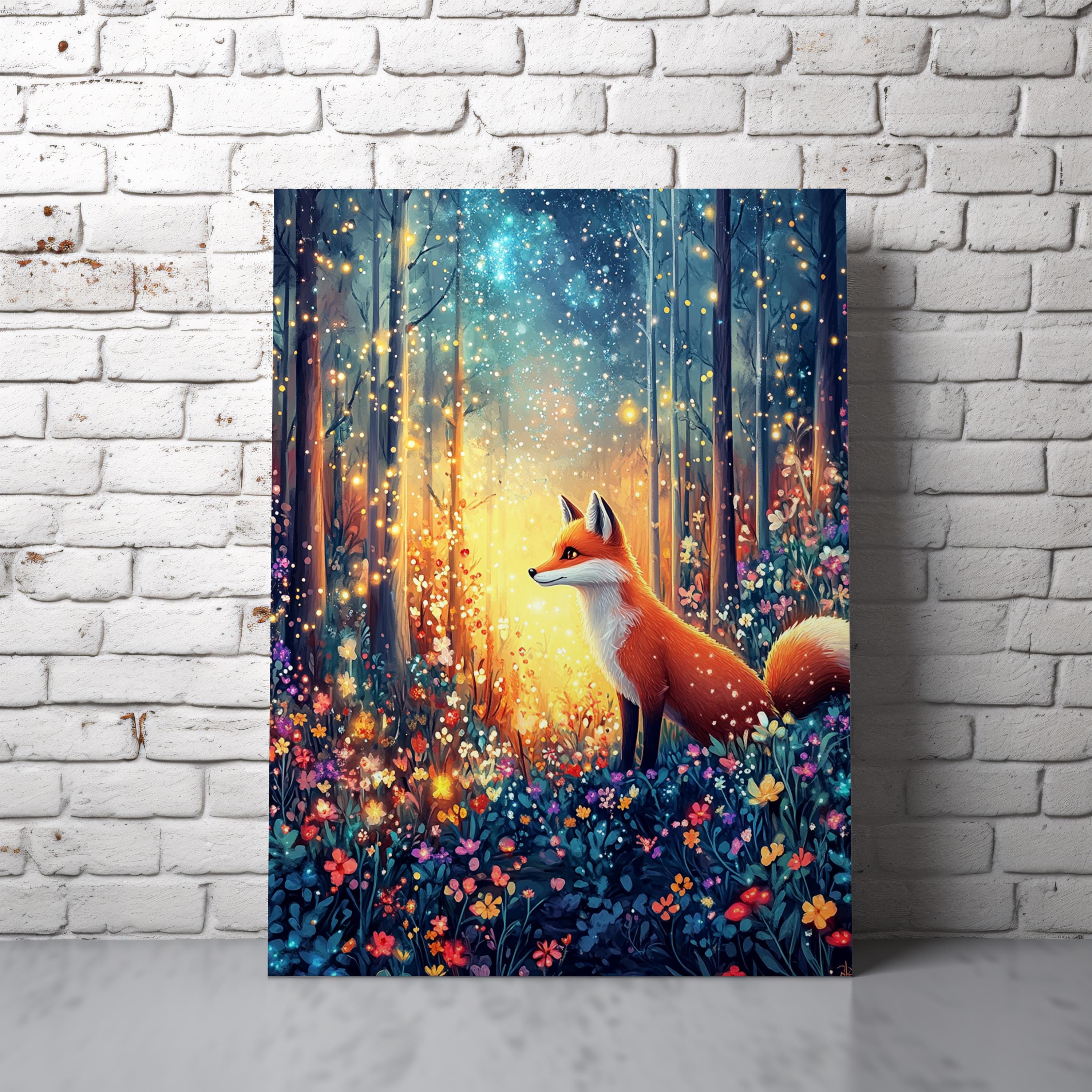 Fox in Enchanted Forest Printable Wall Art - Magical Woodland Animal ...
