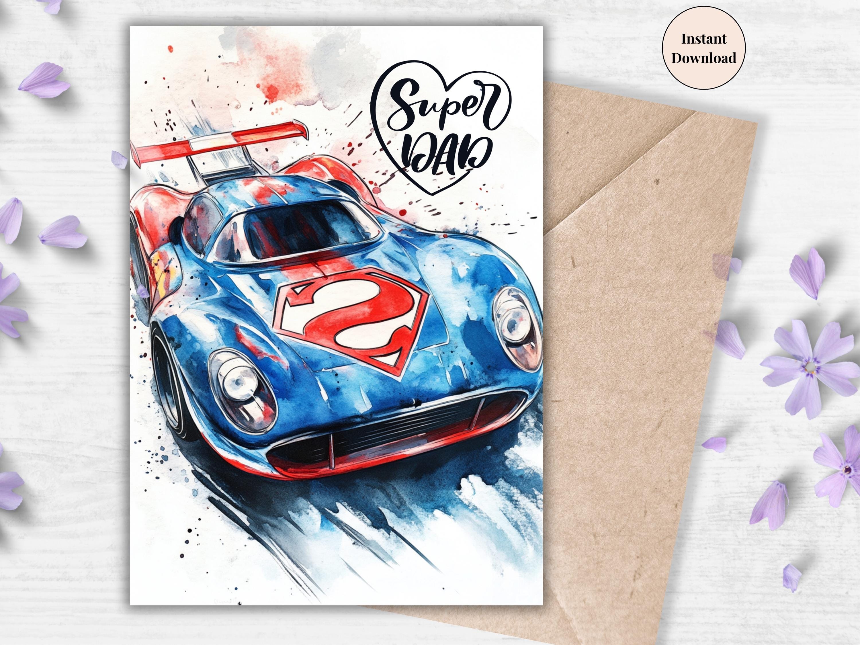 Super Dad Sports Car Card – Printable Father’s Day Card for Superhero ...