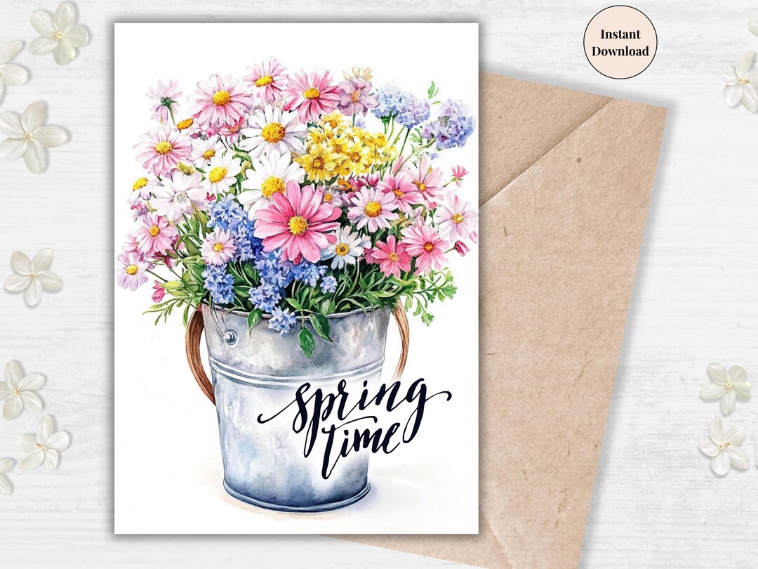 Wildflower Spring Card - Printable Floral Greeting for Mom, Aunt ...