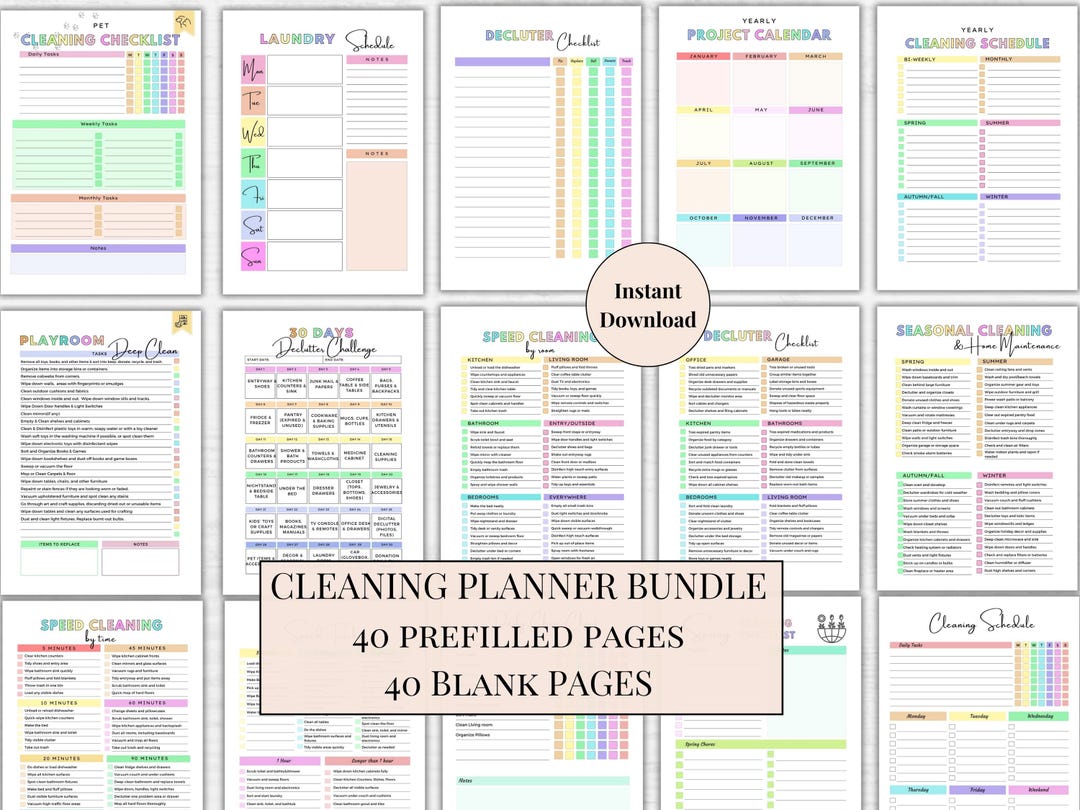 ADHD Cleaning Planner Bundle: Home Chore Charts, Weekly Schedules (A4 ...