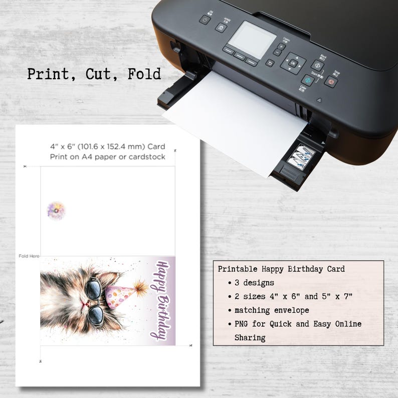Watercolor Animal Birthday Card Set | Printable Ecards (digital ...