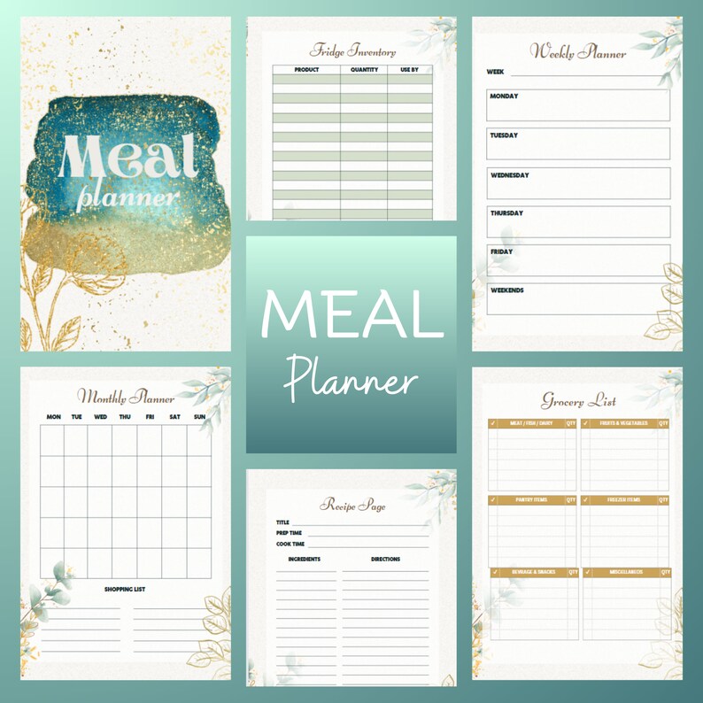 Printable Meal Plan | Weekly Monthly Plan | Dish Planner | Shopping ...