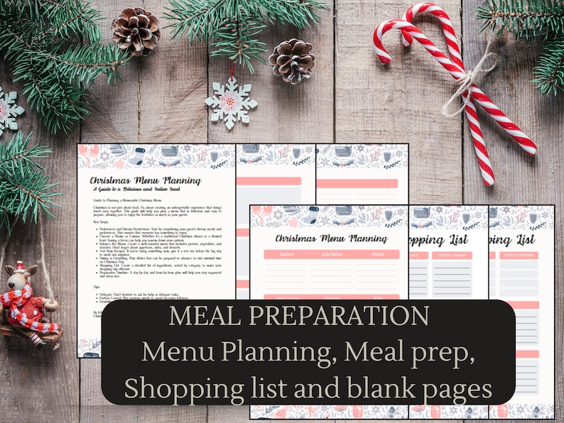 Christmas Meal Planner Printable Template | Christmas Dinner Planning Template | Grocery List ...