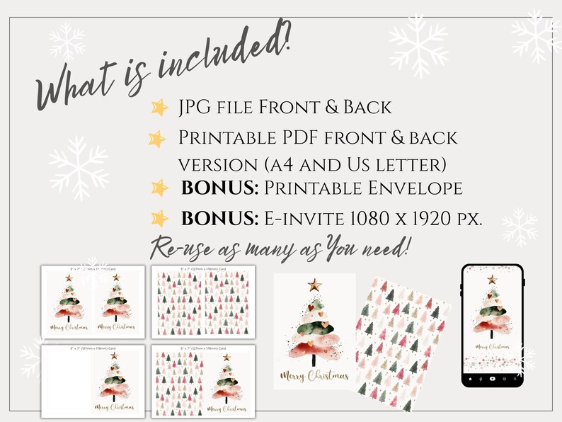 Rustic Christmas Tree Card: Watercolor Holiday Greeting (digital ...