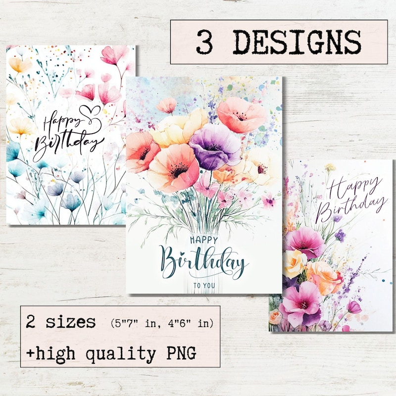 Birthday Card Watercolor - Etsy