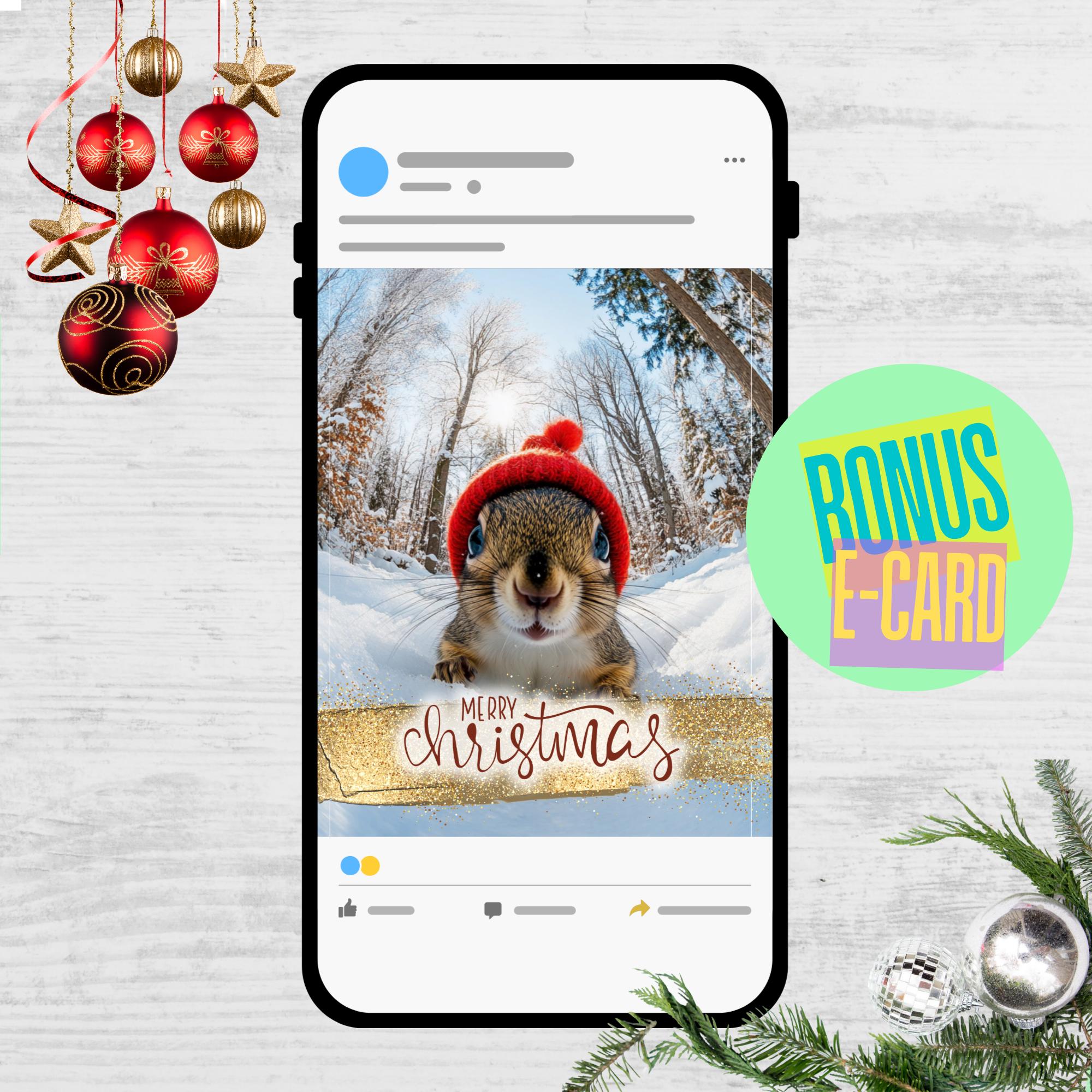 Printable Christmas Card | Cute Animals | Xmas Cards | Christmas PNG ...