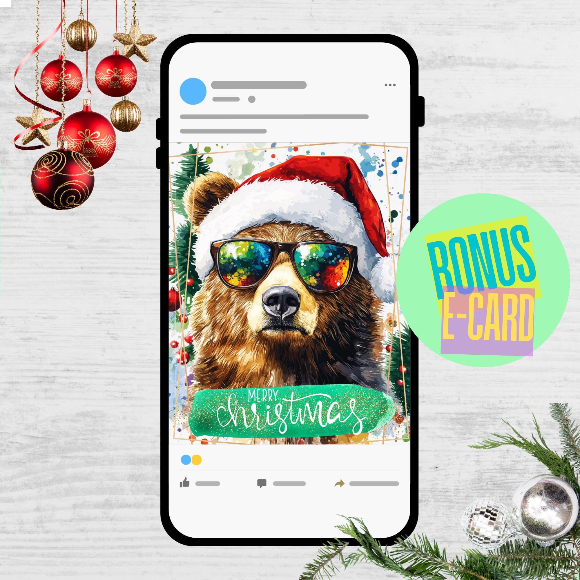 Printable Christmas Card | Cute Animals | Xmas Cards | Christmas PNG ...