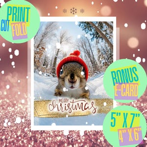 Printable Christmas Card | Cute Animals | Xmas Cards | Christmas PNG ...