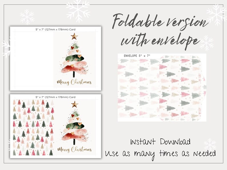 Rustic Christmas Tree Card: Watercolor Holiday Greeting (digital ...
