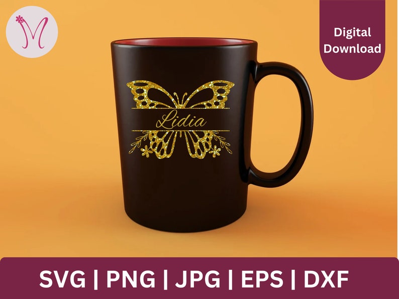 Butterfly Split Monogram SVG, Split Butterfly Frame, Butterfly Vector ...