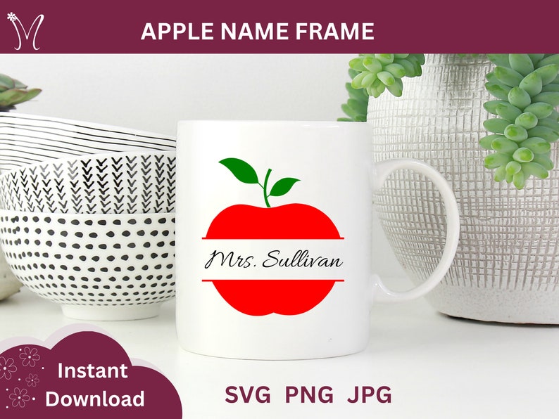 Apple Name Frame SVG, Apple SVG, Teacher, Fruit ,apple Clipart, Cut ...