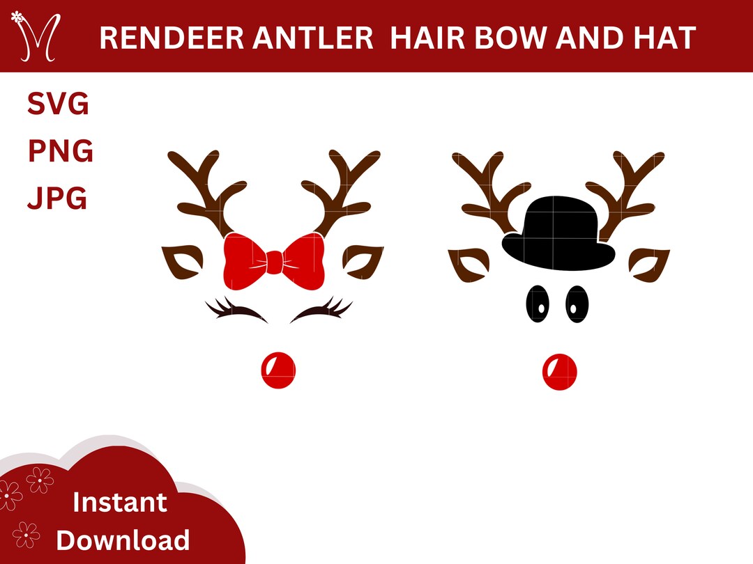 Reindeer Antlers Svg, Deer Antlers Svg, Digital Download, Christmas Svg ...