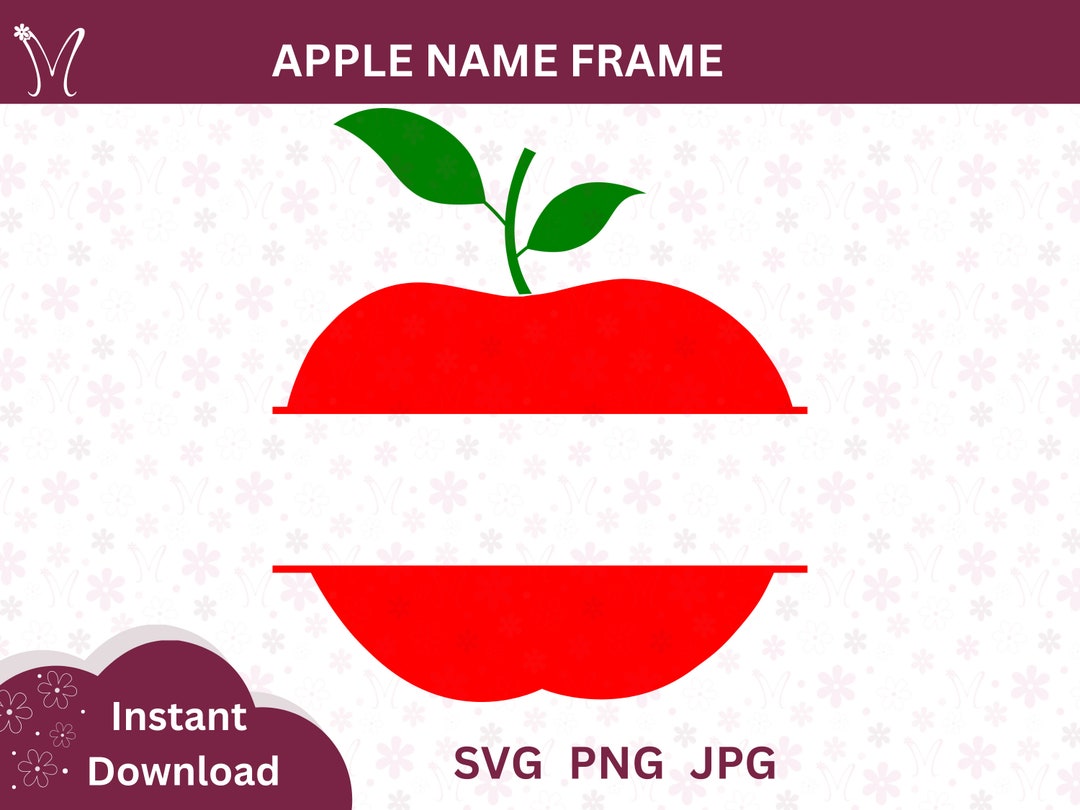 Apple Name Frame SVG, Apple SVG, Teacher, Fruit ,apple Clipart, Cut ...