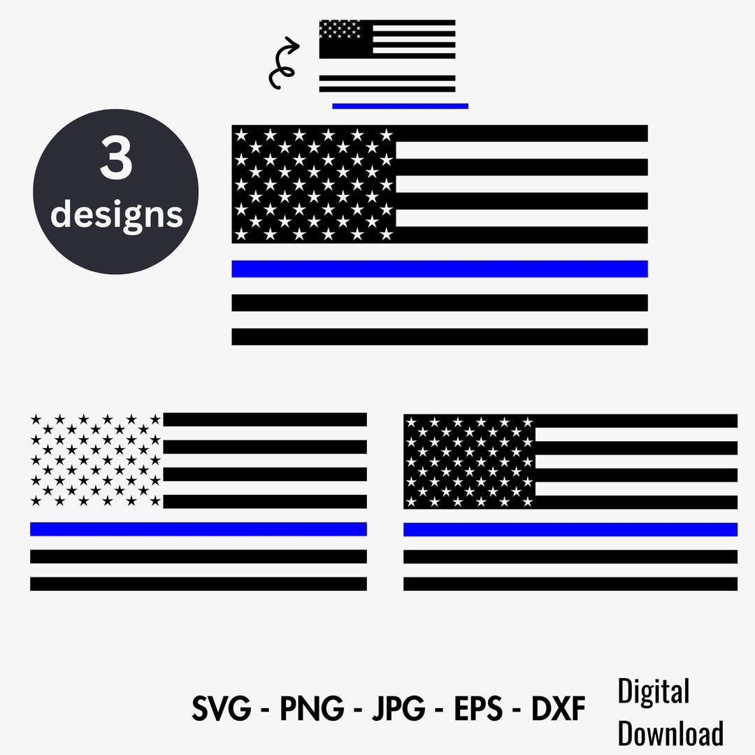 Blue Line American Flag SVG USA Flag Digital Download USA Flag Svg ...