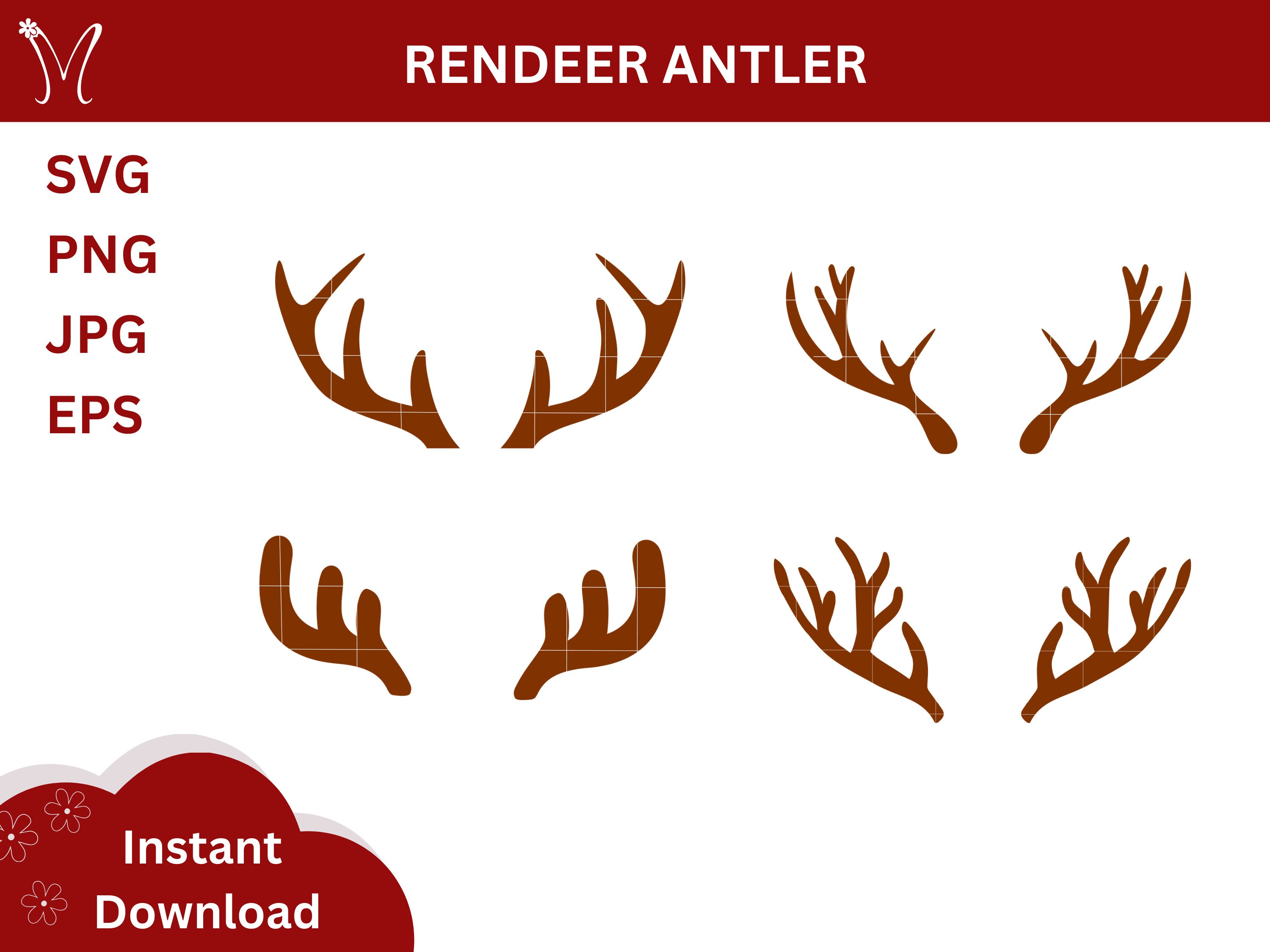 Reindeer Antlers Svg, Deer Antlers Svg, Hunting SVG, Digital Download ...