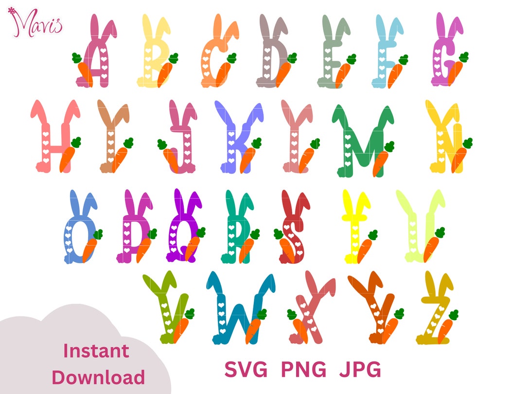 Easter Bunny Monogram SVG, Easter Monogram, Easter Letters Png, Bunny ...
