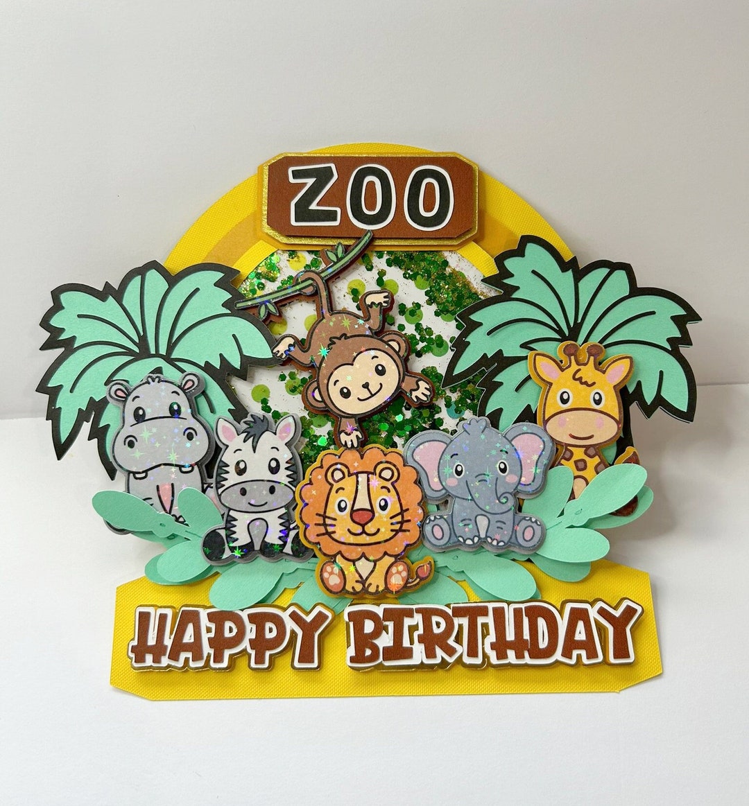 Zoo Cake Topper, Safari Cake Topper, Animals Cake Topper, 3d Shaker ...