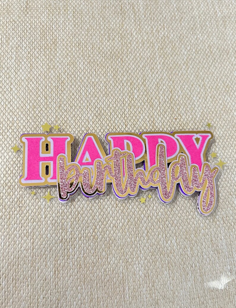 Happy Birthday Cake Topper, Cake Topper, Pink Cake Topper, Blue Cake ...