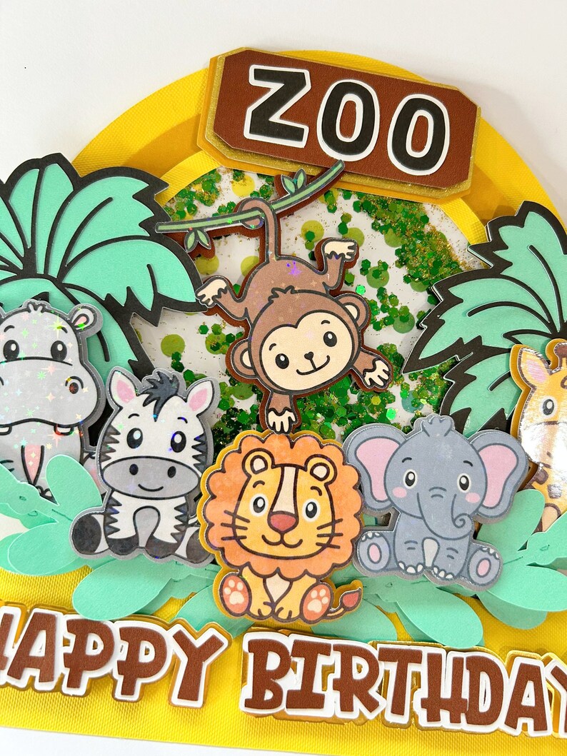 Zoo Cake Topper, Safari Cake Topper, Animals Cake Topper, 3d Shaker ...