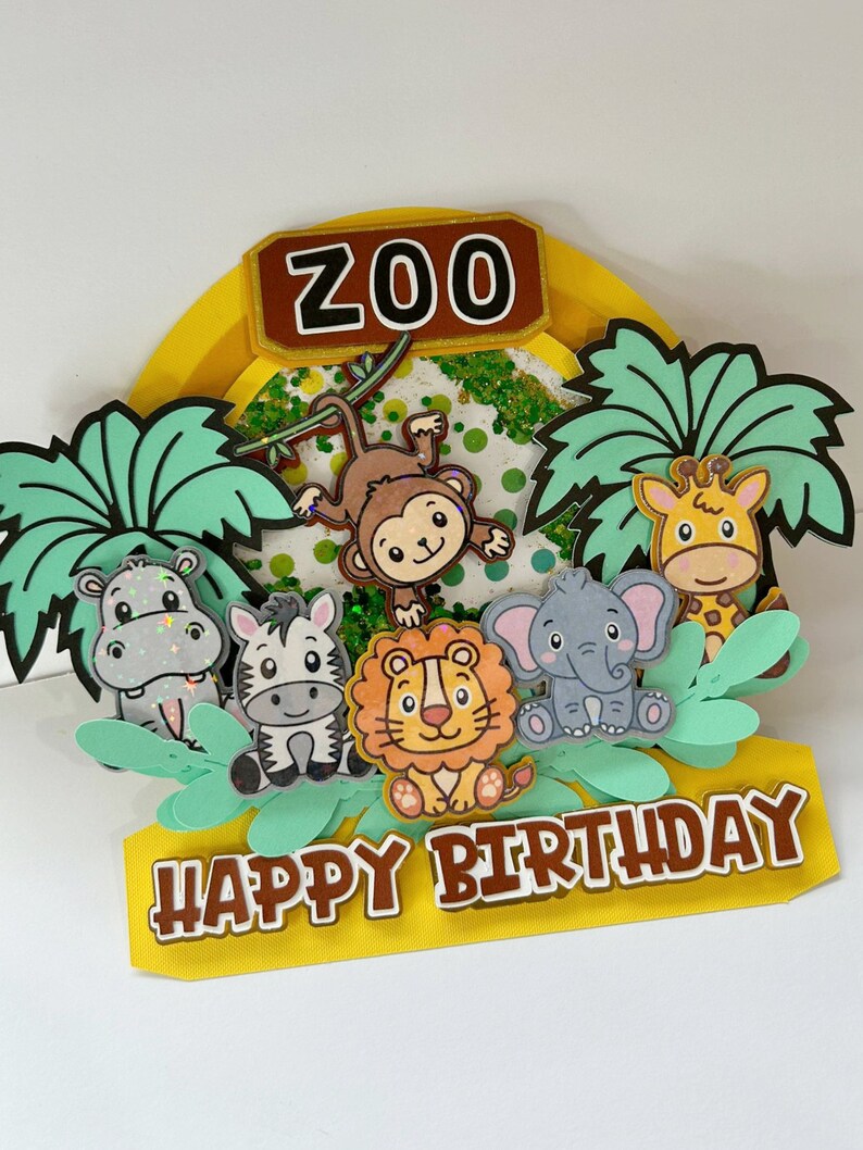 Zoo Cake Topper, Safari Cake Topper, Animals Cake Topper, 3d Shaker ...