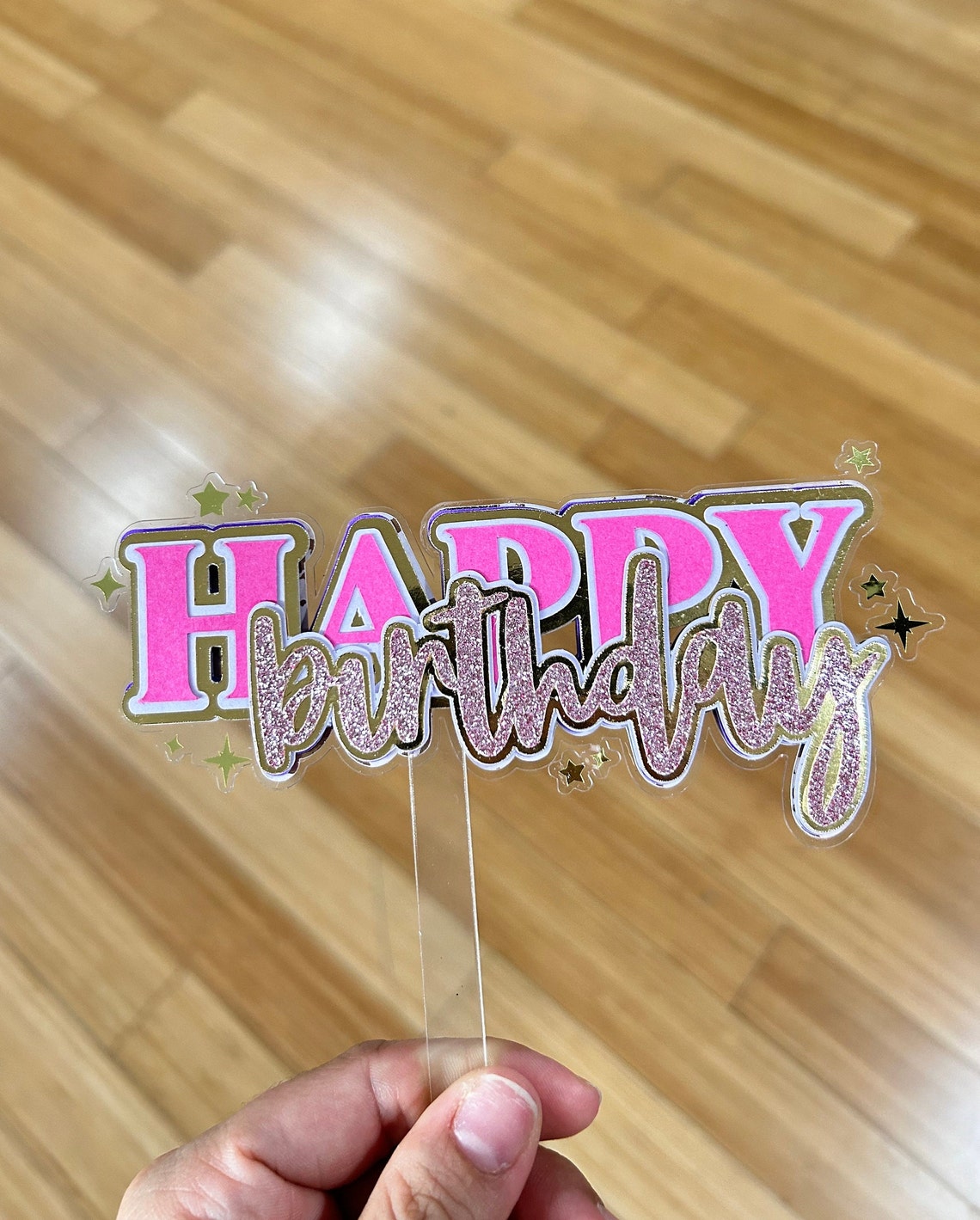 Happy Birthday Cake Topper, Cake Topper, Pink Cake Topper, Blue Cake ...