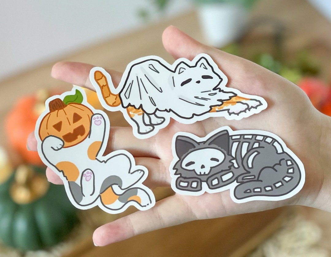 Spooky Kitties Sticker Set - 3in - Waterproof/weatherproof/phone Case ...