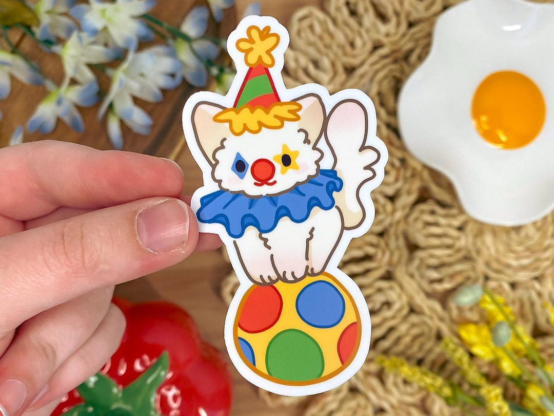 Acrobat Kitty Clown Sticker - 2.5 in - Waterproof/weatherproof/phone ...