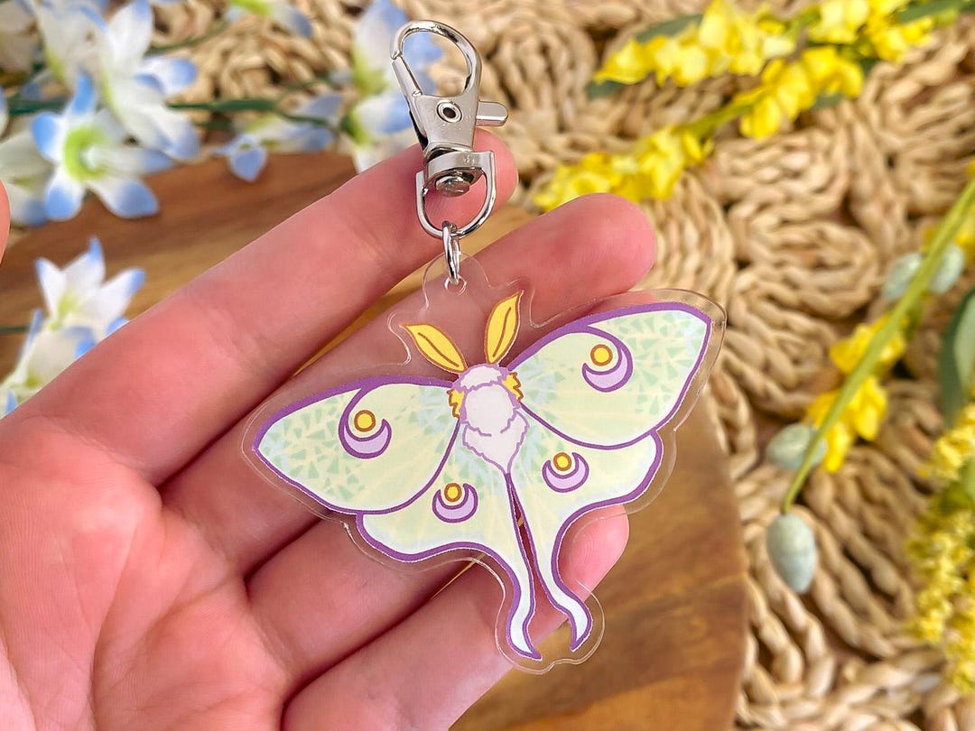 Luna Moth Keychain- 3in - Waterproof/weatherproof/keys/collectible ...