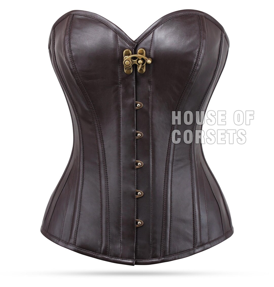 Heavy Duty BEOWN Leather Corset Goth Style Claps Closure OVERBUST ...