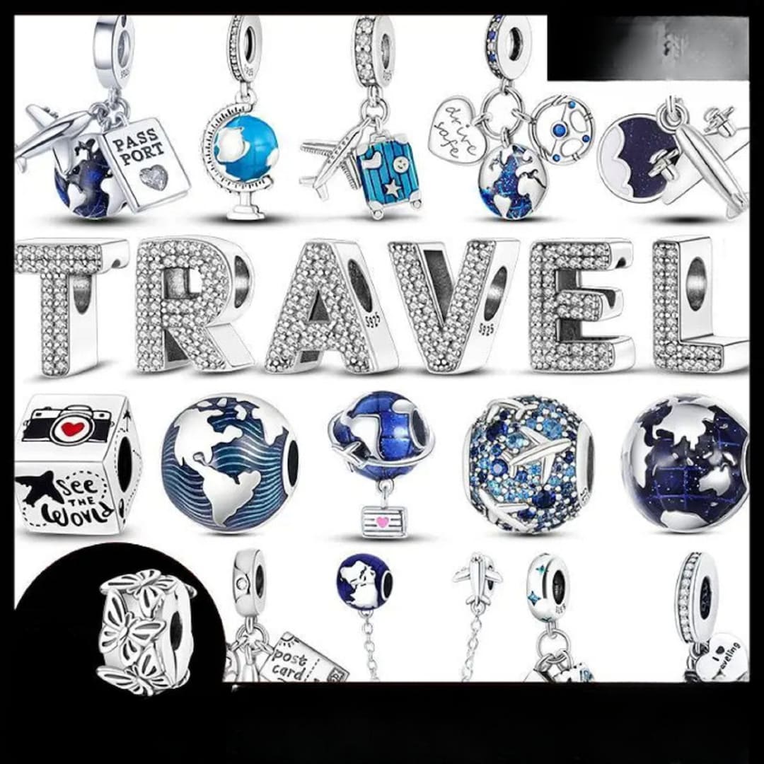 925 Sterling Silver Travel Passport Trunk Charms Fit Charm Original ...