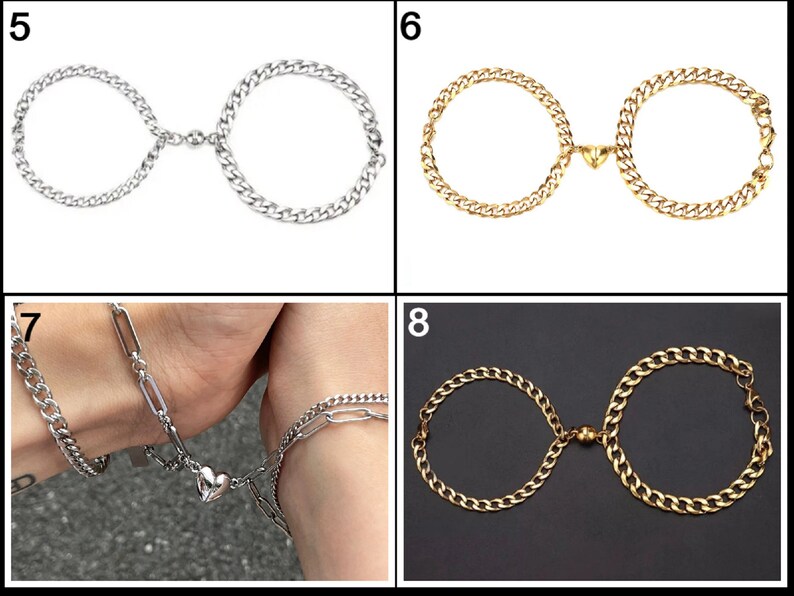 2pcs/set Magnet Couple Bracelets Heart Attraction Bracelet Stainless ...