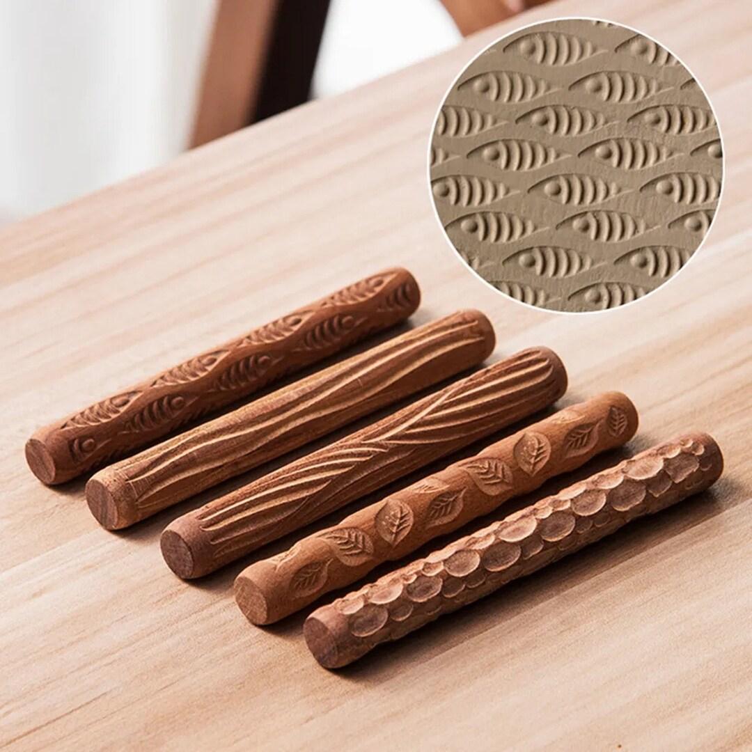 Clay Texture Tool Pottery Ceramic Roller Stamp Mud Pressed Embossed ...