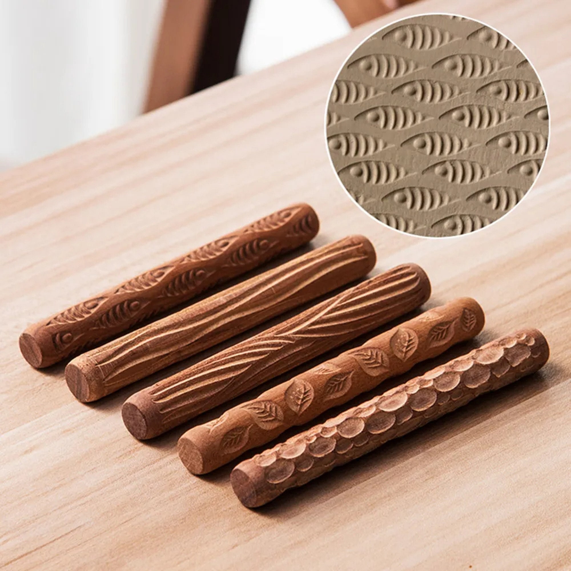 Clay Texture Tool Pottery Ceramic Roller Stamp Mud Pressed Embossed ...