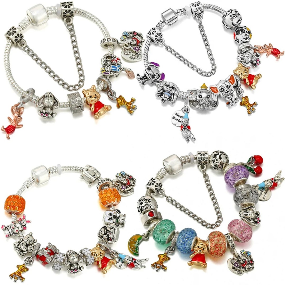 Cute Winnie Charms Bracelet Women Cartoon Eeyore Piglet Tigger Beads ...