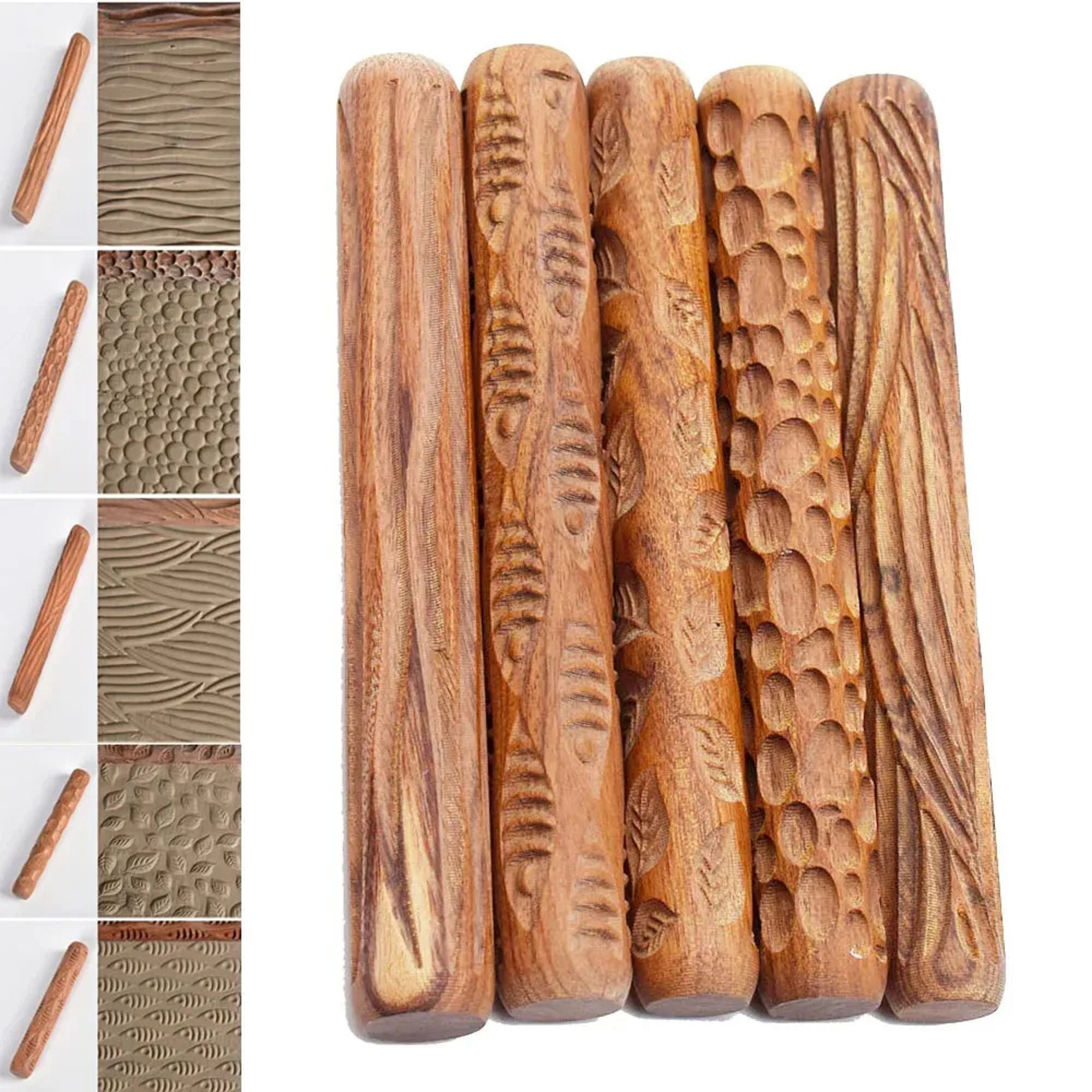 Pottery Tools Clay Modeling Pattern Rollers Floral Marine Insect ...