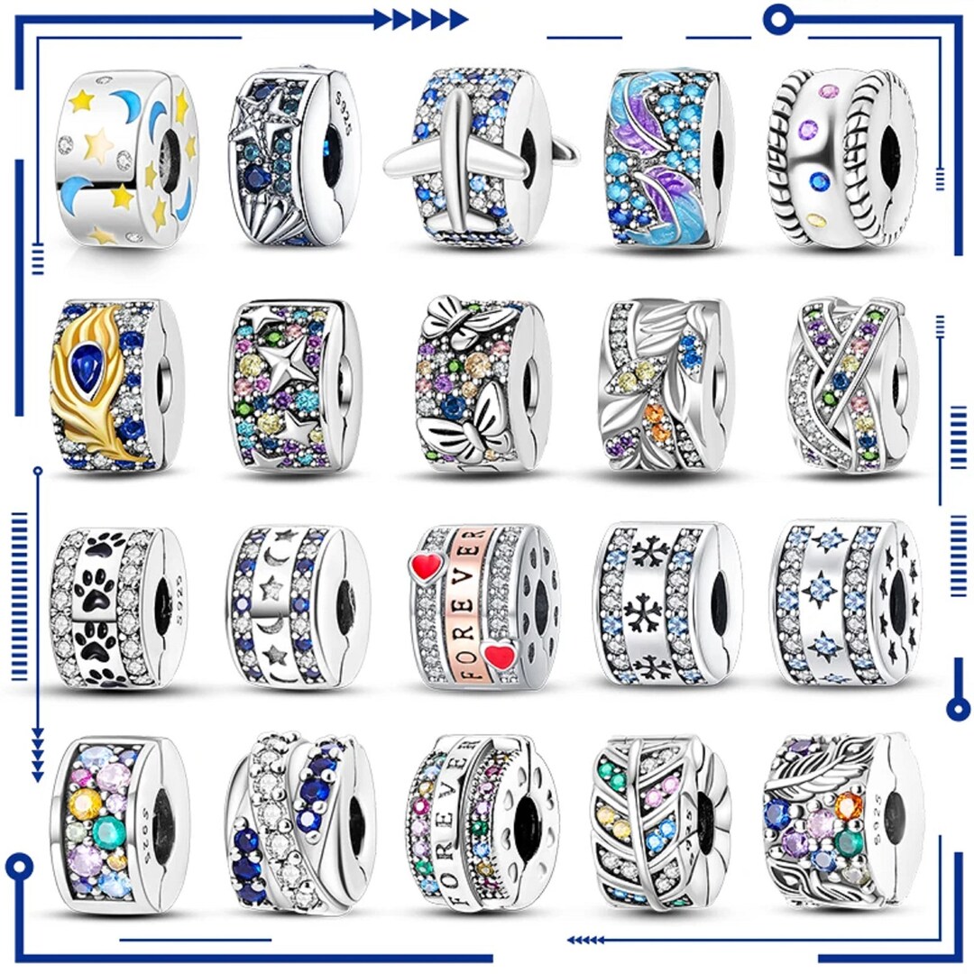 New in Color Zircon Angle Round Clip Bead Fit Charm 925 Original ...